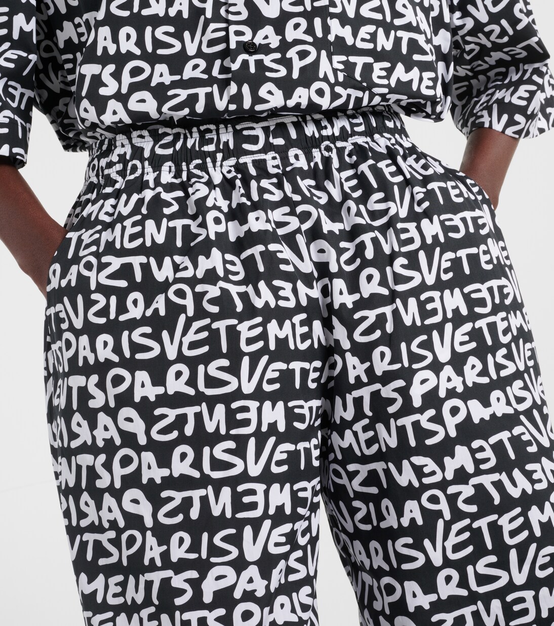 Printed high-rise cotton wide-leg pants in multicoloured - Vetements ...