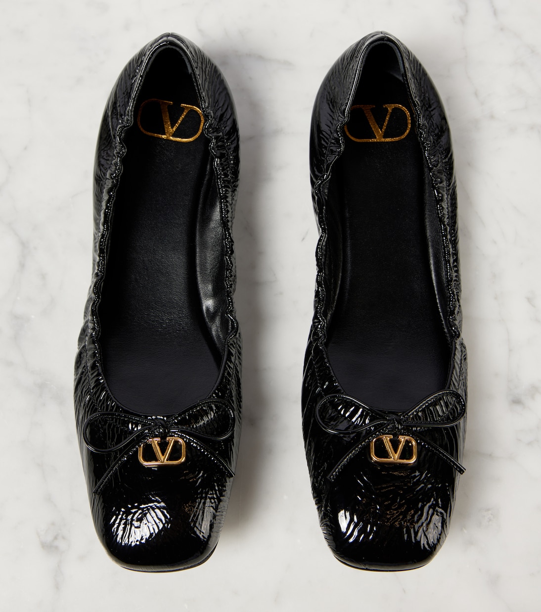 VLogo Signature patent leather ballet flats in black - Valentino ...