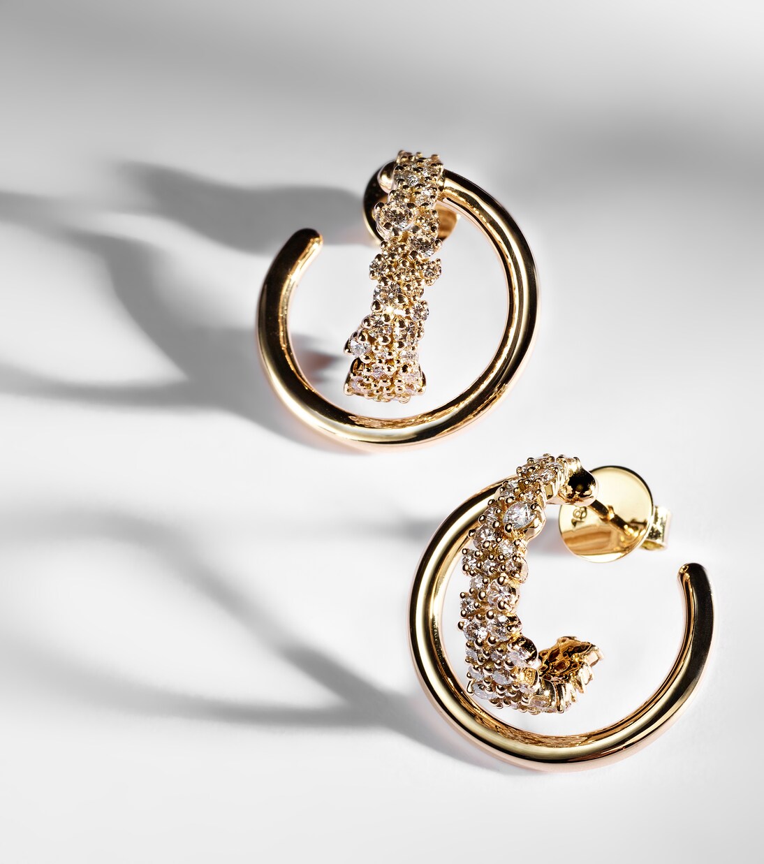 Scatter Double 18kt gold hoop earrings with diamonds in gold - Ananya ...