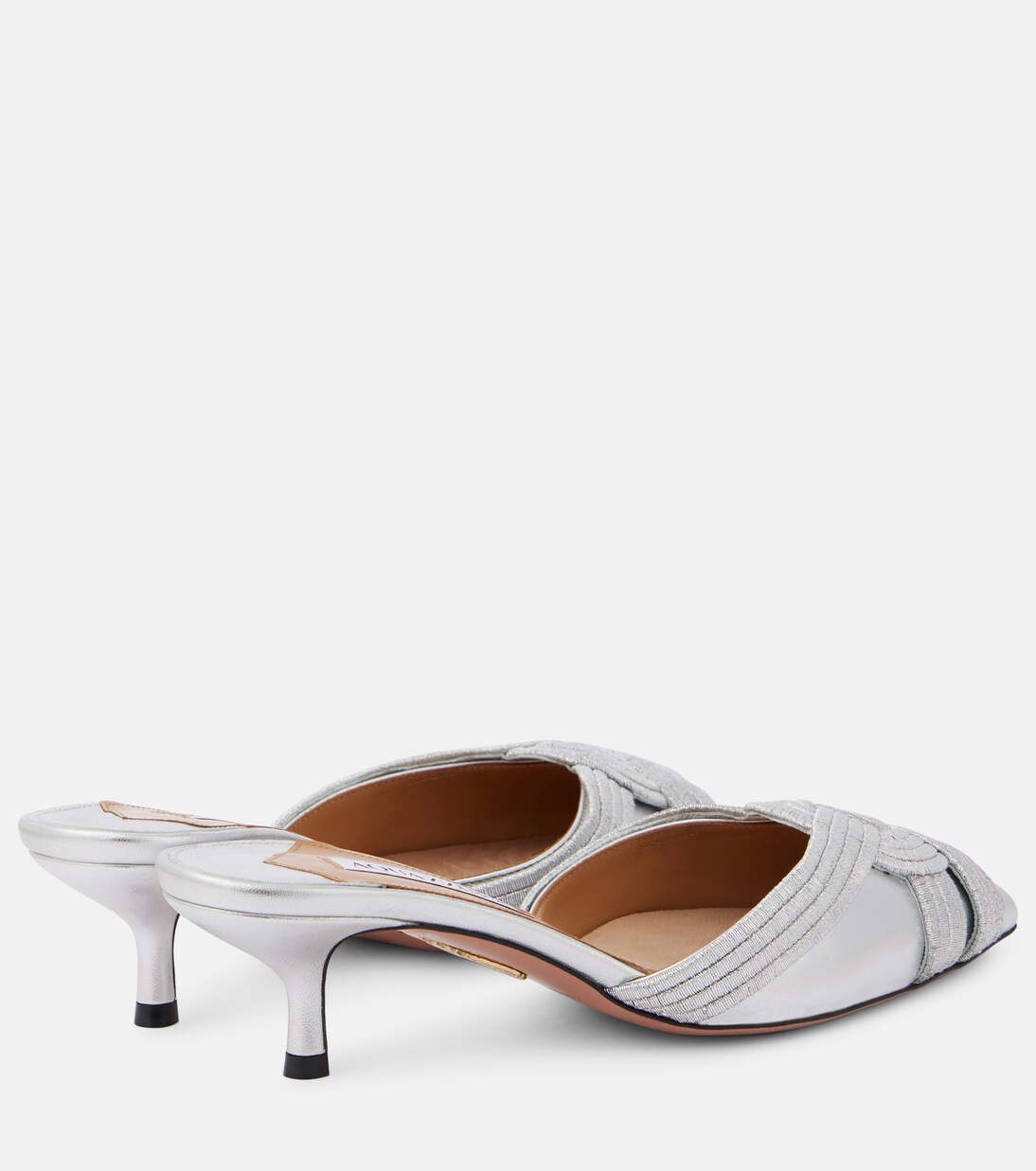 Felix 50 leather mules in silver - Aquazzura | Mytheresa