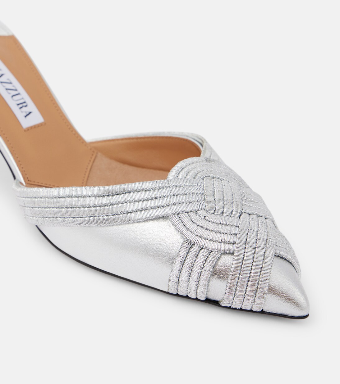Felix 50 leather mules in silver - Aquazzura | Mytheresa