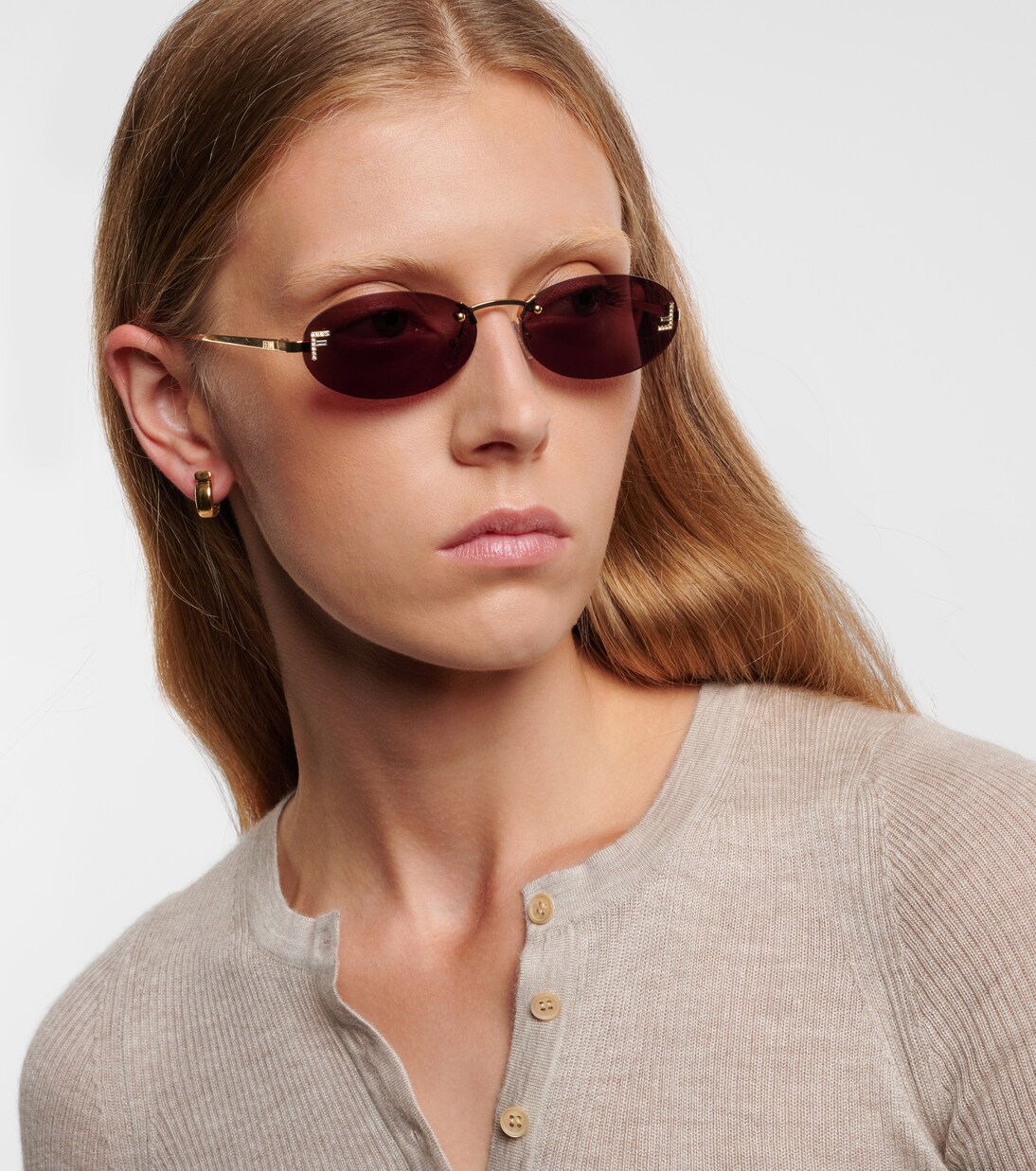 First Crystal oval sunglasses in pink - Fendi | Mytheresa