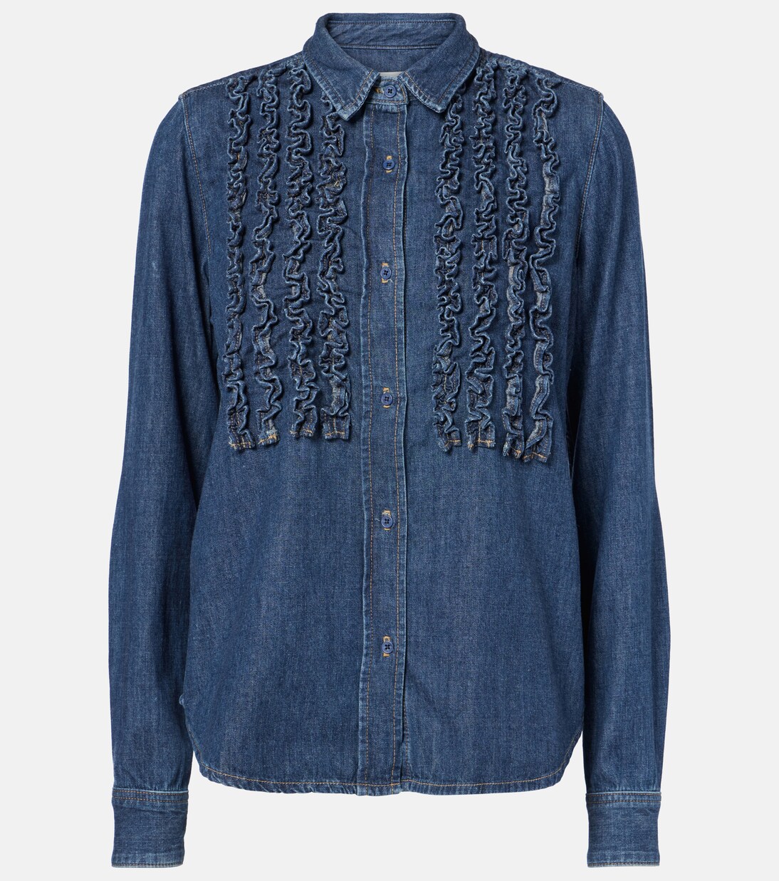 Lexa ruffled denim shirt in blue - Nili Lotan | Mytheresa