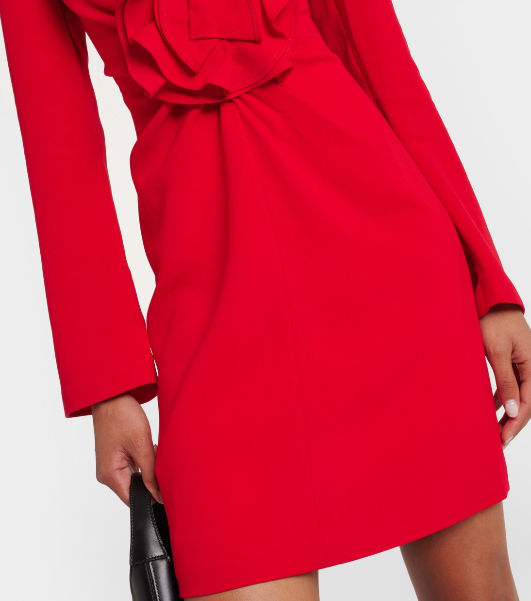 Floral-appliqué draped cady minidress in red - Roland Mouret | Mytheresa