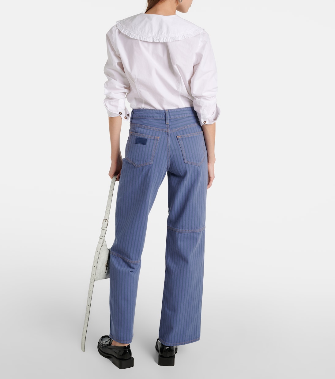 Izey striped high-rise straight jeans in blue - Ganni | Mytheresa
