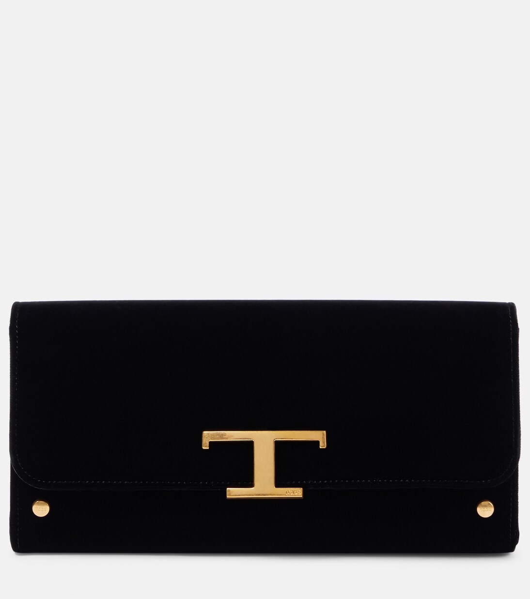 T Timeless Small velvet wallet on chain in black - Tods | Mytheresa