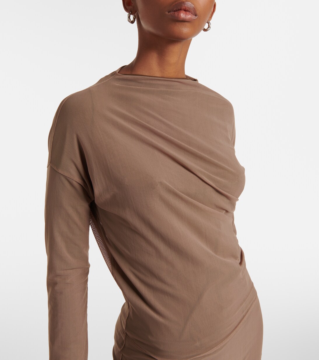 Draped mesh jersey maxi dress in beige - Lemaire | Mytheresa