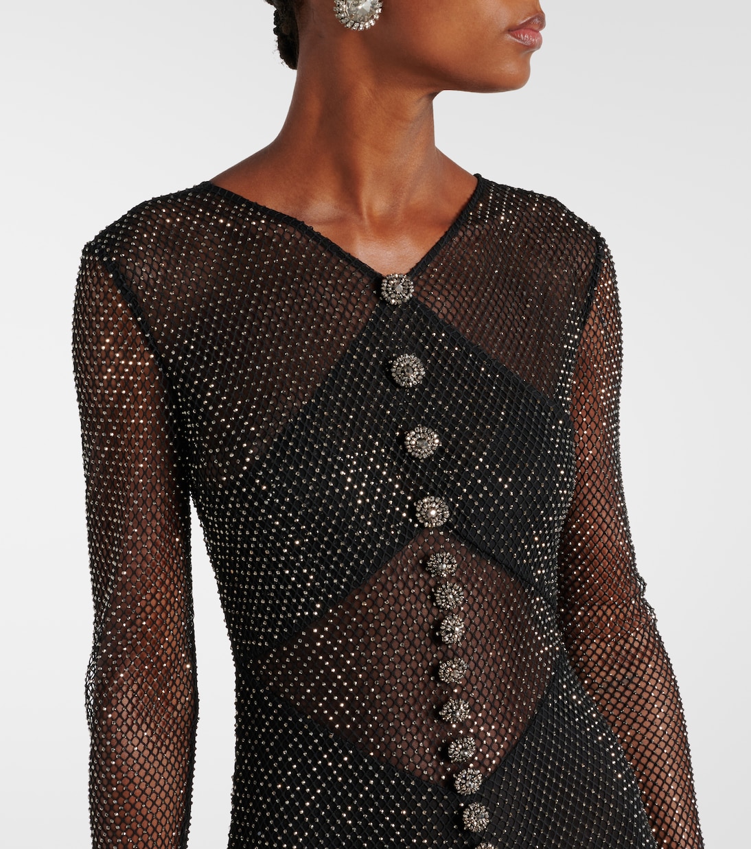 Embellished fishnet gown in black - Self Portrait | Mytheresa