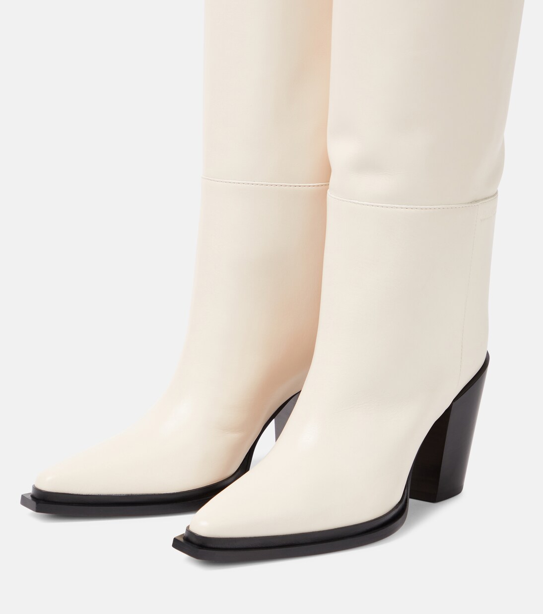 Cece 80 leather knee-high boots in beige - Jimmy Choo | Mytheresa