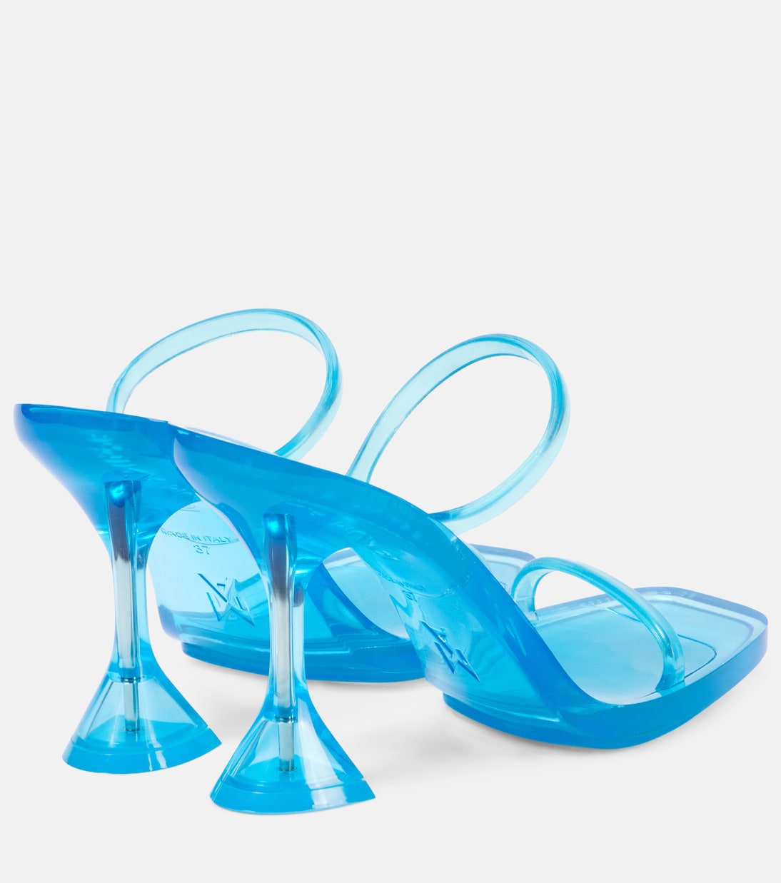 Brito 95 PVC sandals in blue - Amina Muaddi | Mytheresa