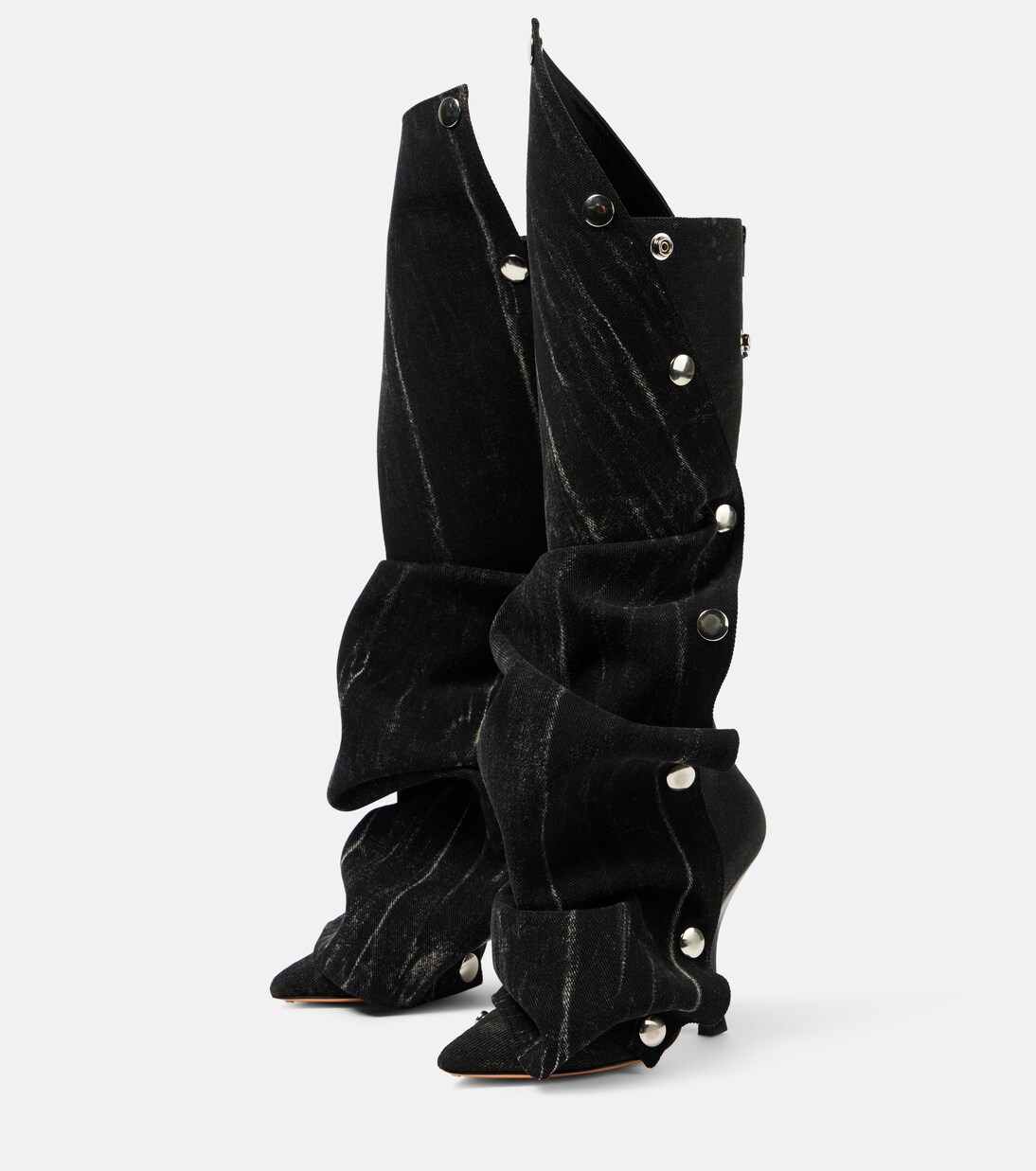 Snap denim knee-high boots in black - Y Project | Mytheresa