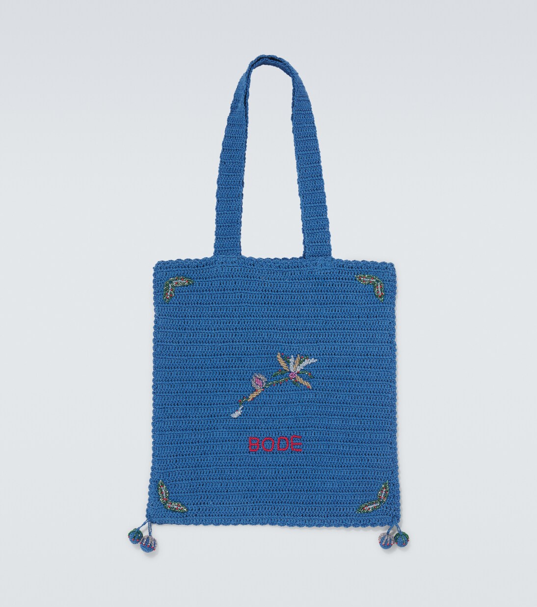 Laurel beaded crochet tote bag in blue - Bode | Mytheresa