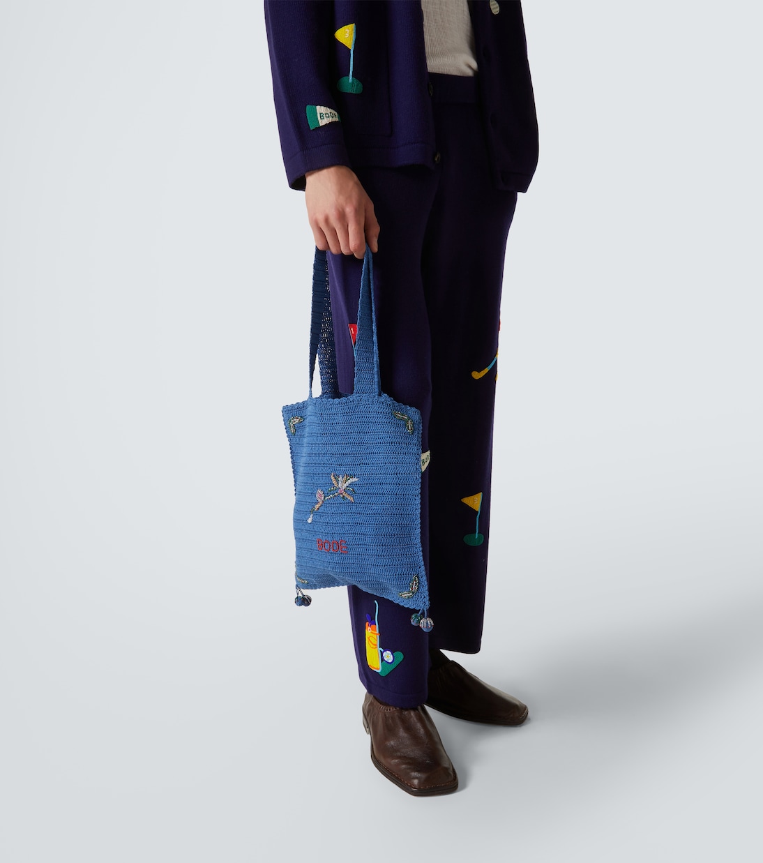 Laurel beaded crochet tote bag in blue - Bode | Mytheresa