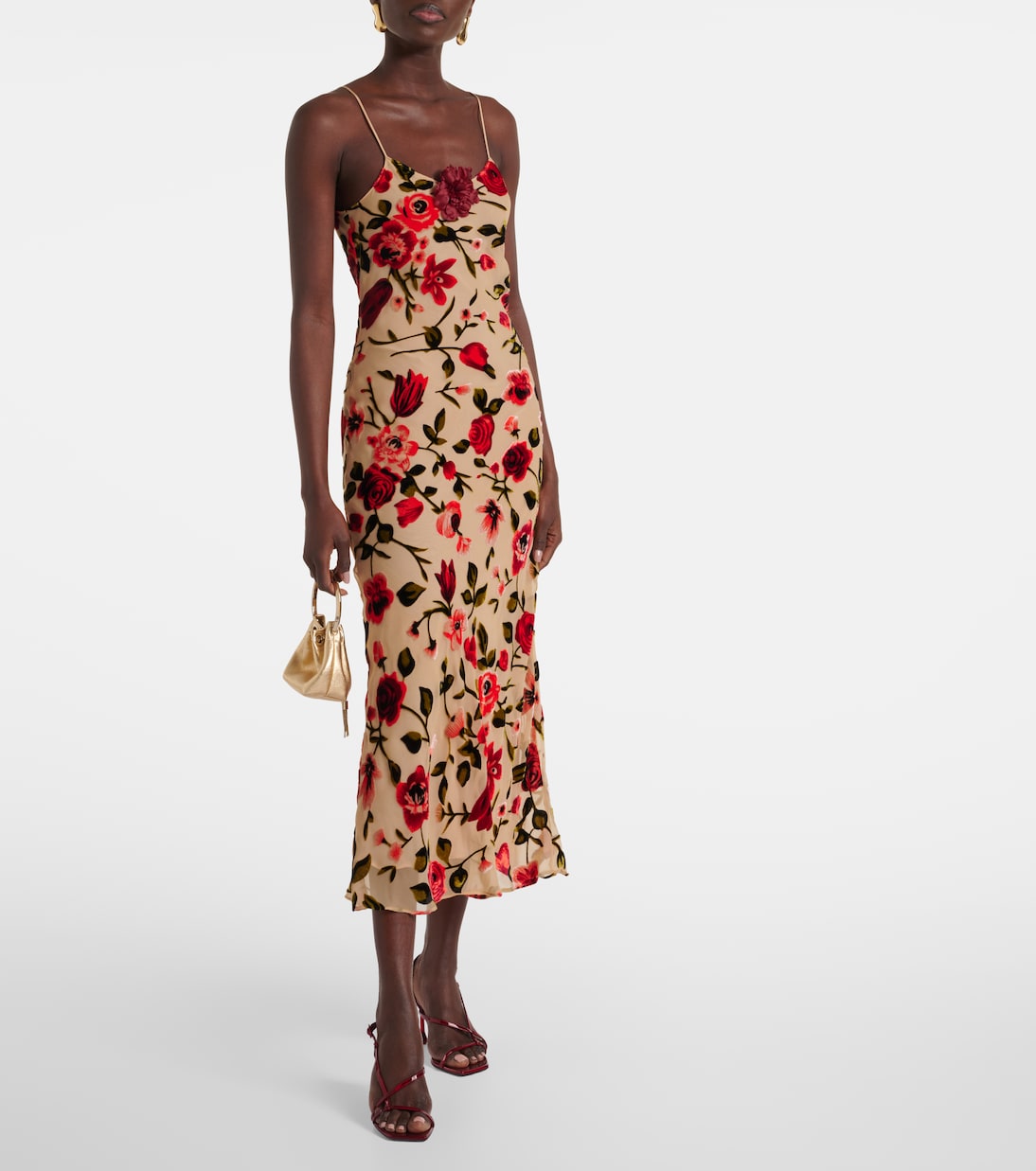Sheer floral velvet devoré slip dress in beige - Rodarte | Mytheresa