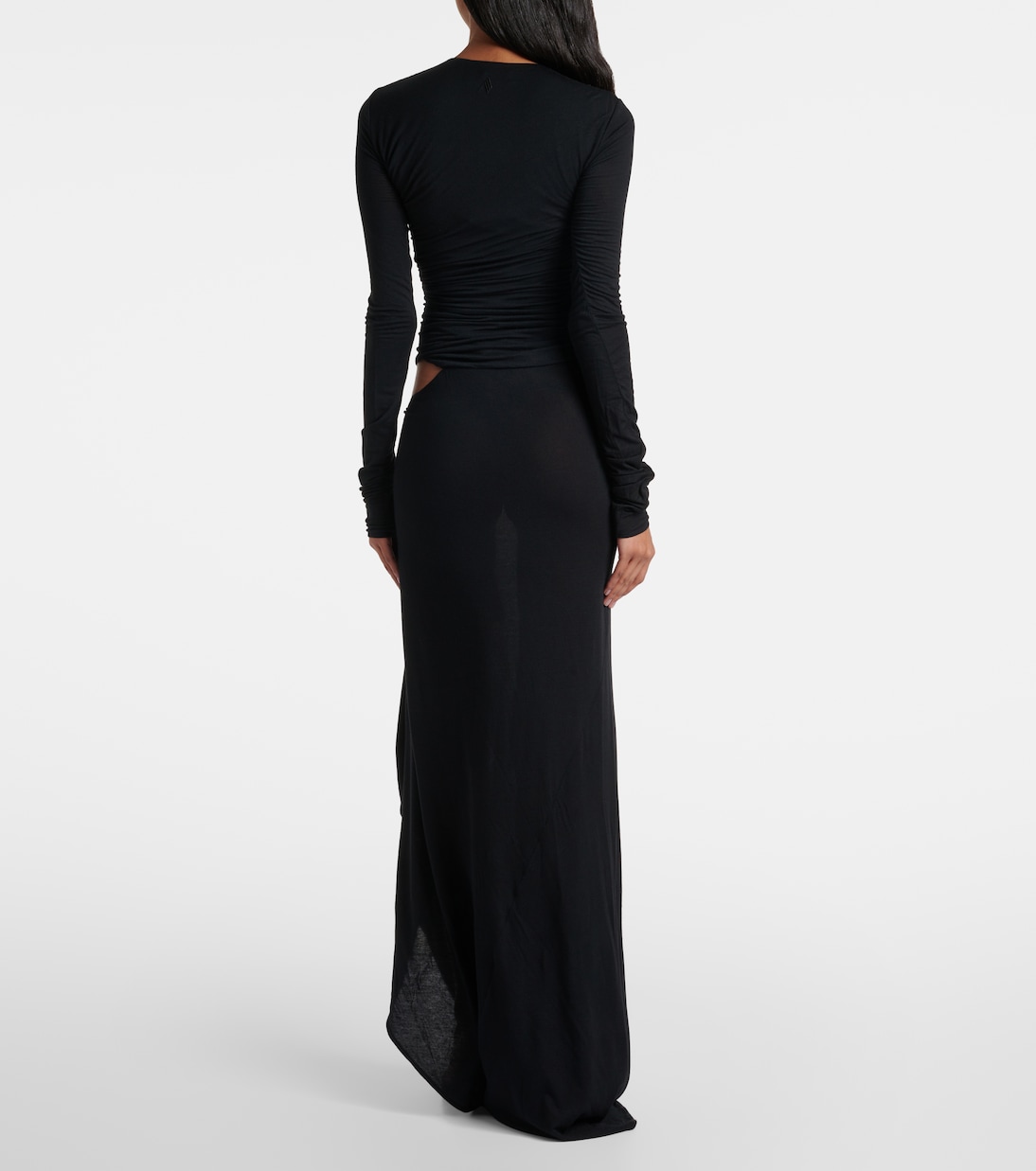 Draped cutout semi-sheer maxi dress in black - The Attico | Mytheresa