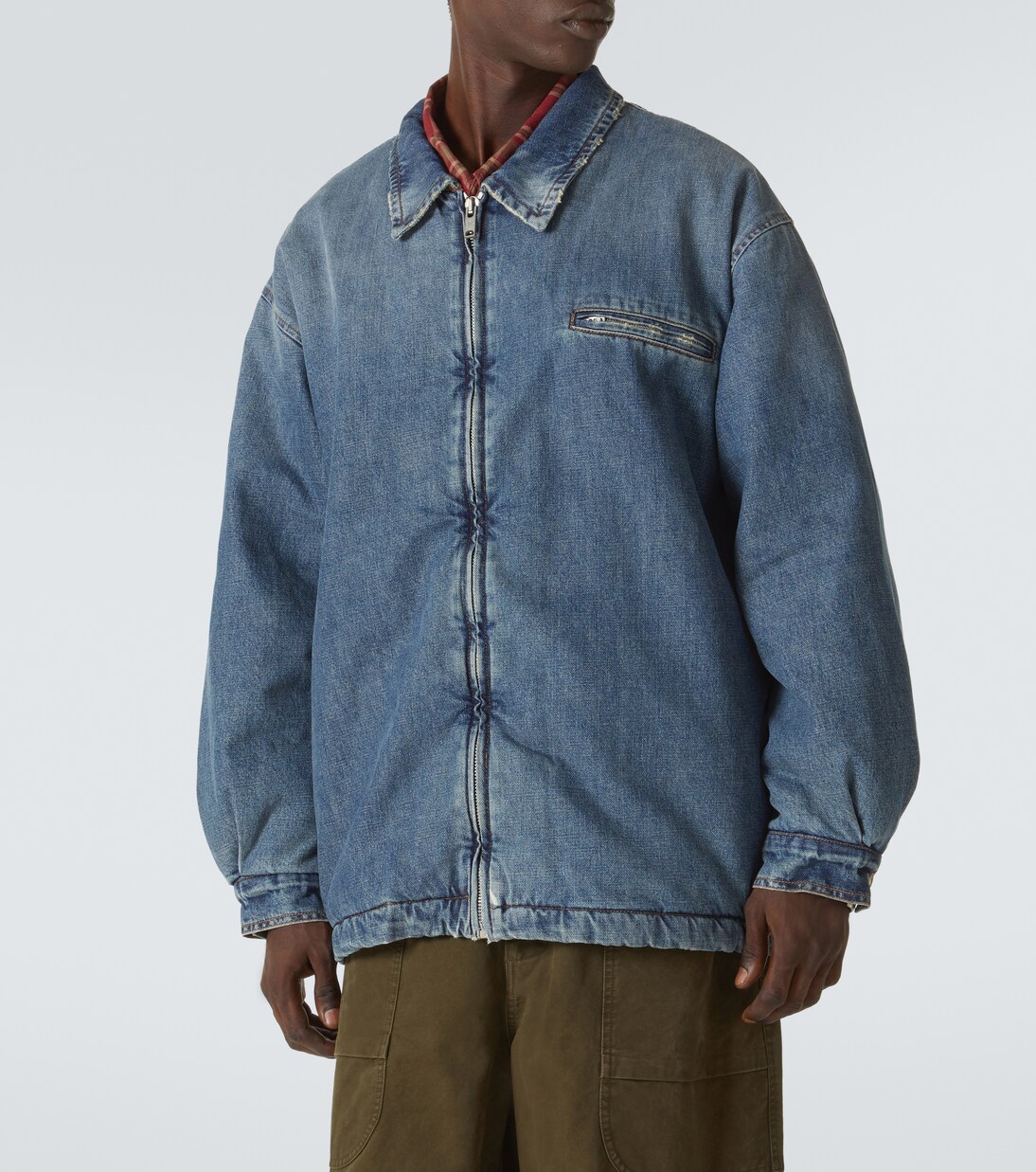 Faux shearling-lined denim jacket in blue - ERL | Mytheresa