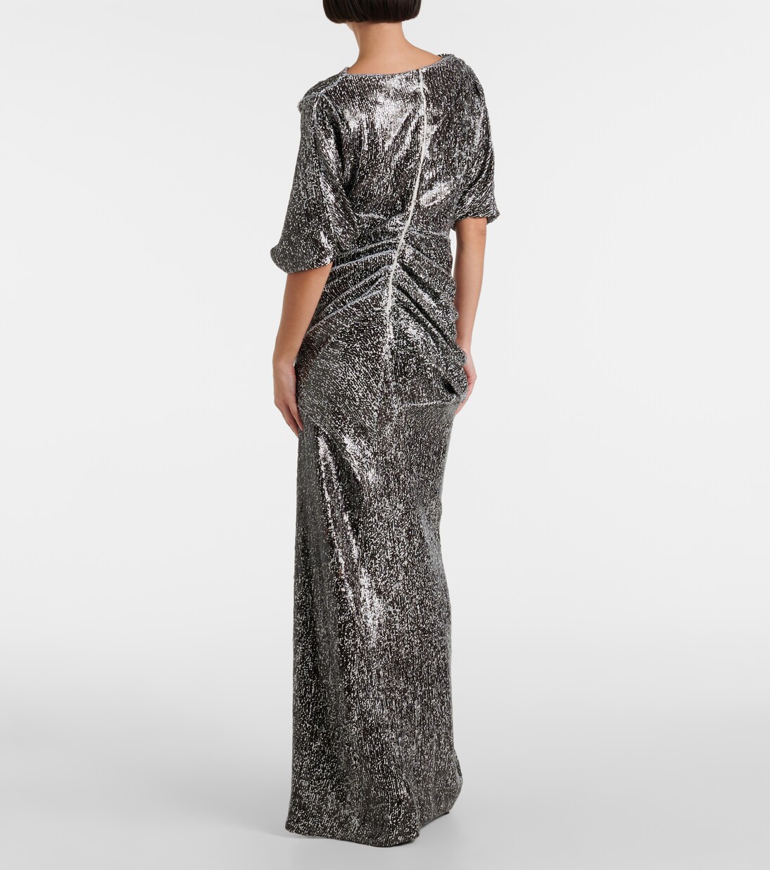 Sequined ruched gown in silver - Dries Van Noten | Mytheresa