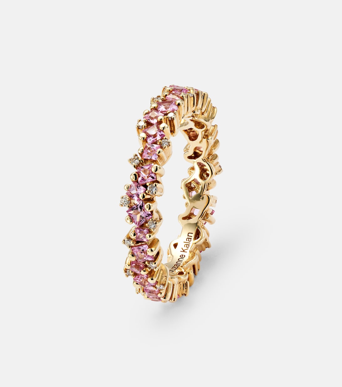 18kt gold ring with sapphires and diamonds in pink - Suzanne Kalan ...