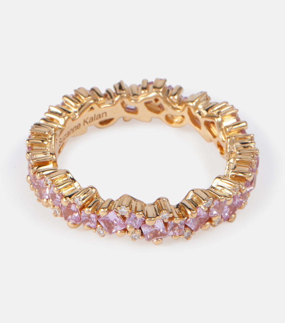 18kt gold ring with sapphires and diamonds in pink - Suzanne Kalan ...