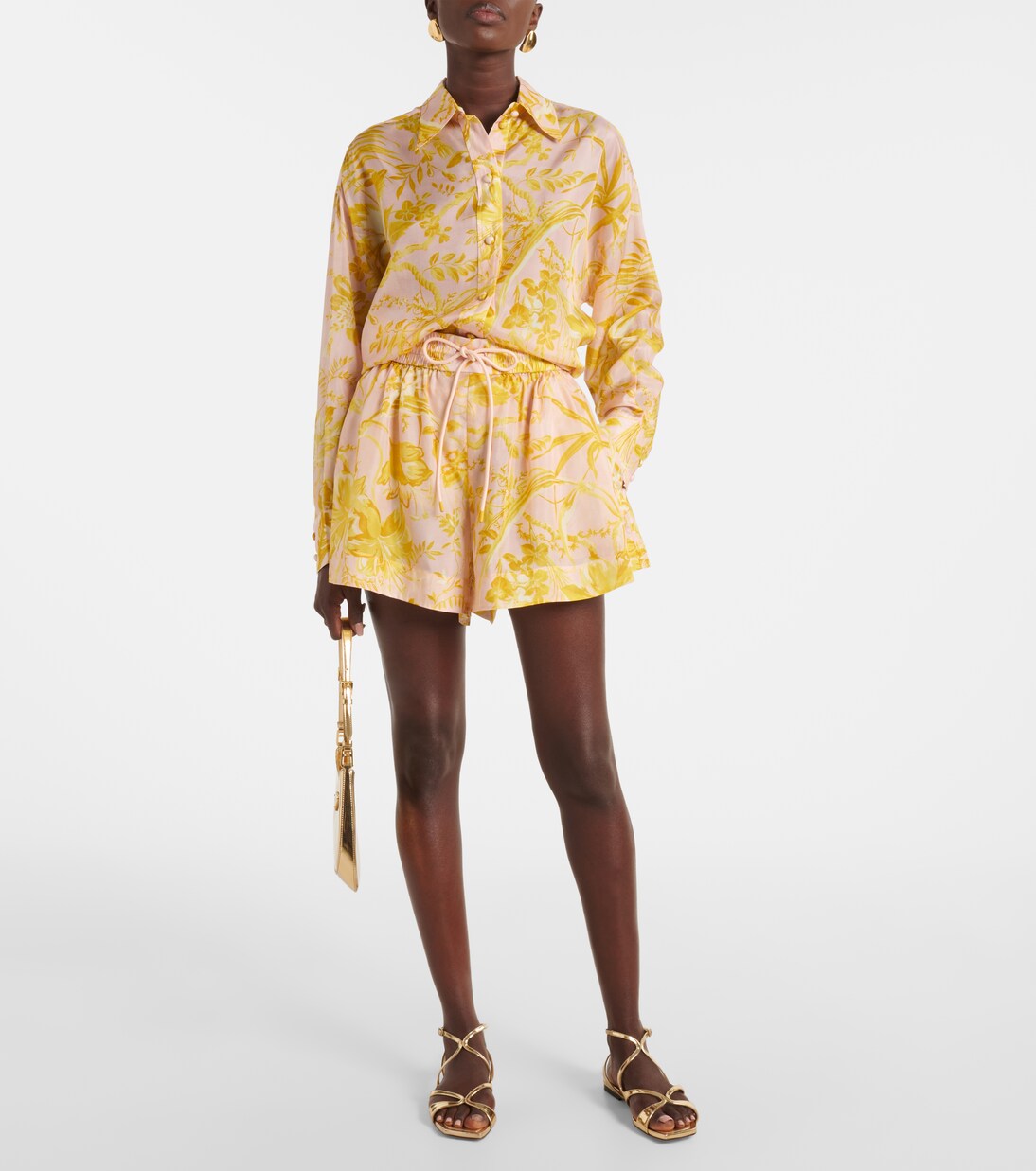 Golden Relaxed floral silk satin shorts in pink - Zimmermann | Mytheresa