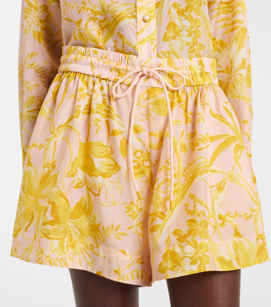 Golden Relaxed floral silk satin shorts in pink - Zimmermann | Mytheresa
