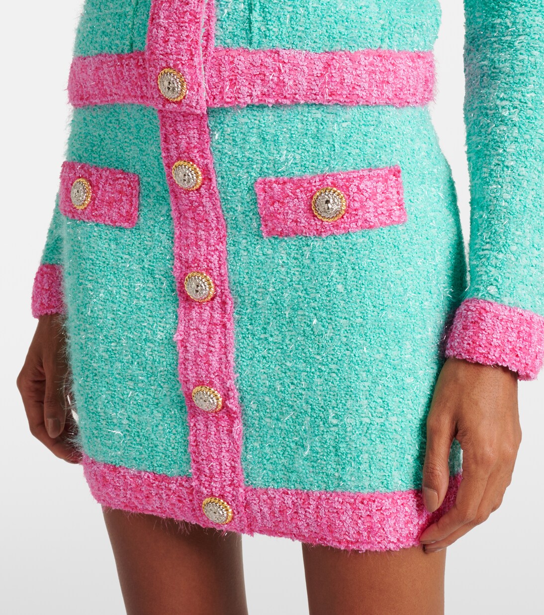 Knitted miniskirt in pink - Balmain | Mytheresa