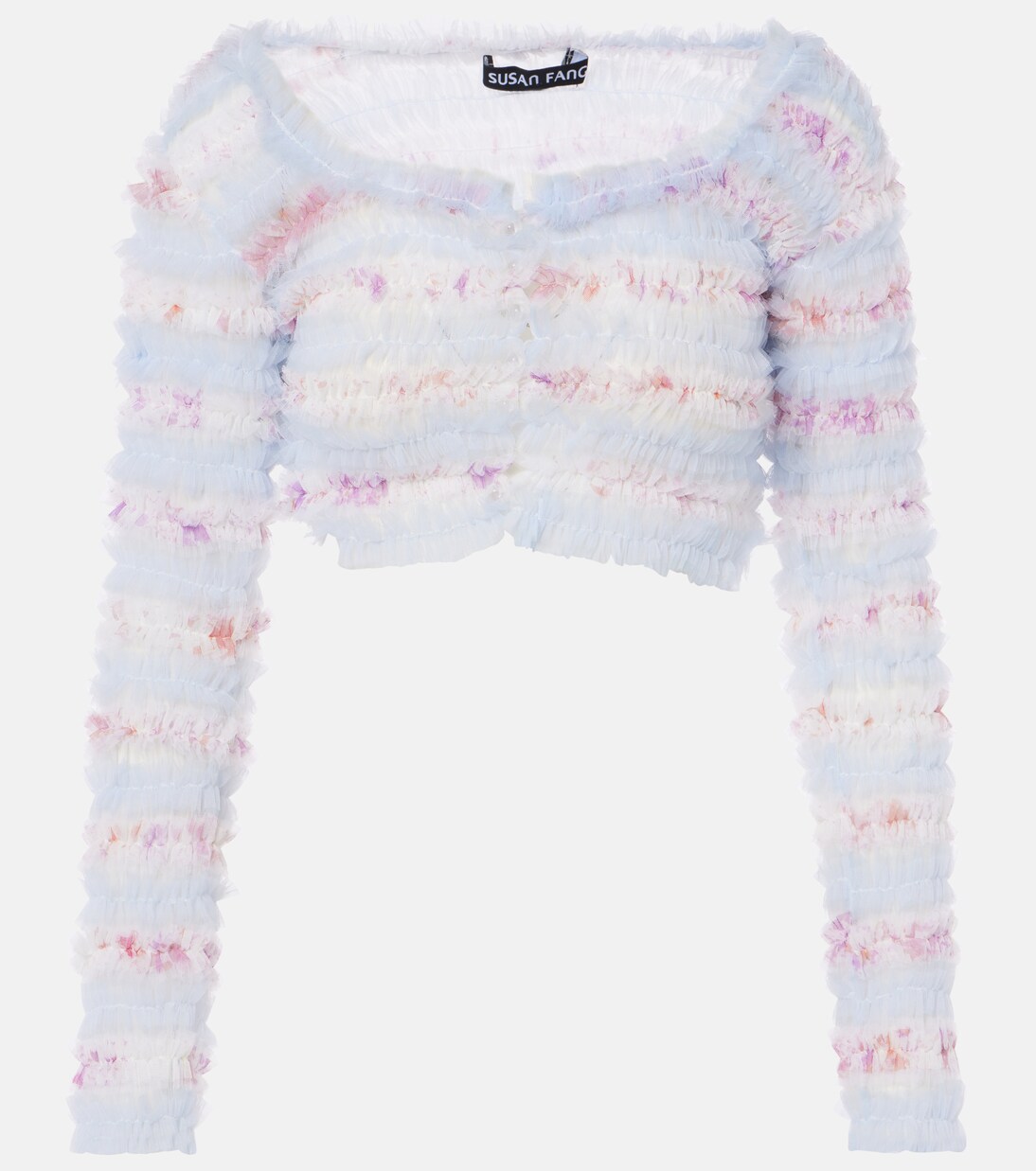 Ruffled cropped cardigan in blue - Susan Fang | Mytheresa