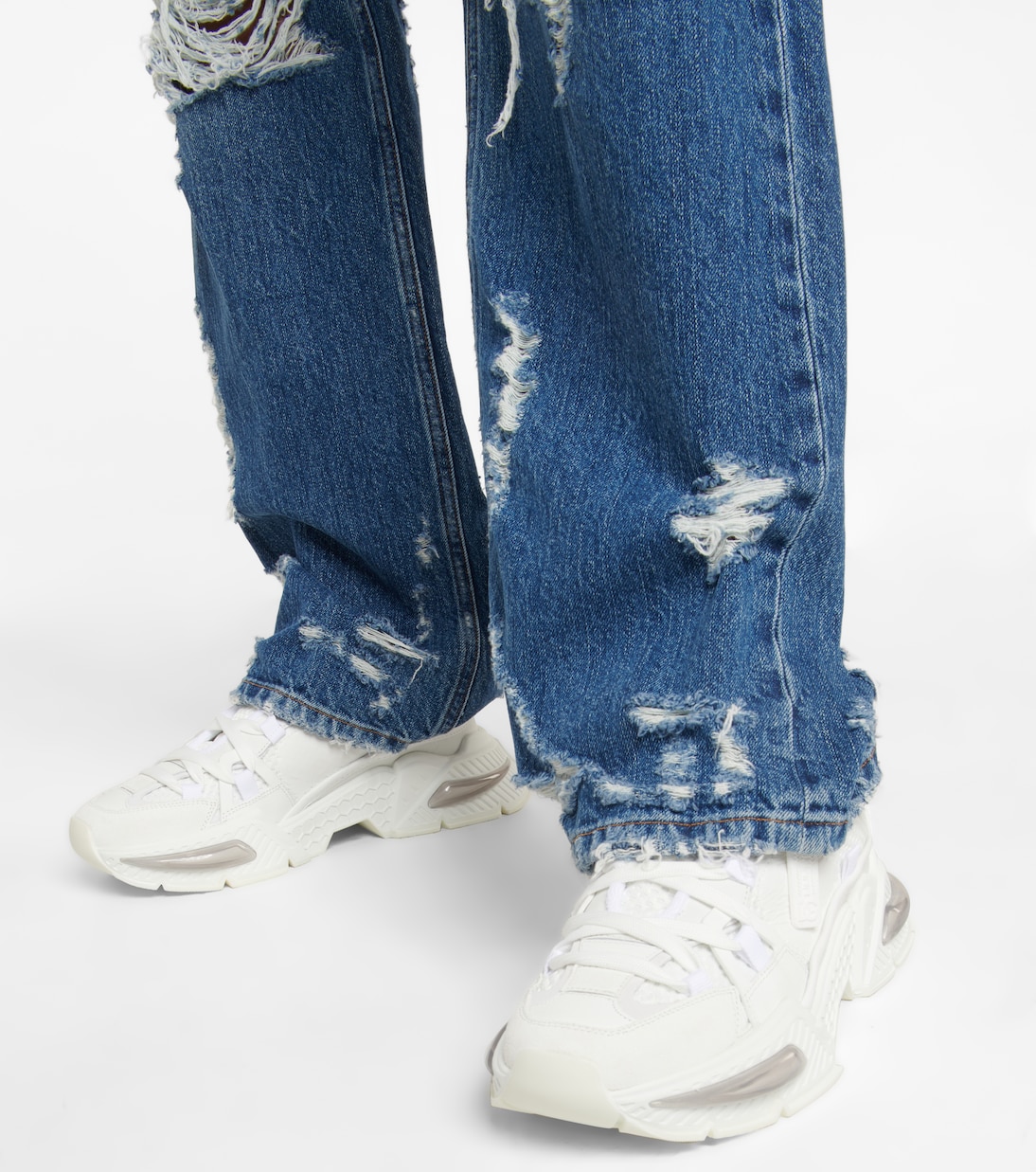 Airmaster suede-trimmed sneakers in white - Dolce Gabbana | Mytheresa