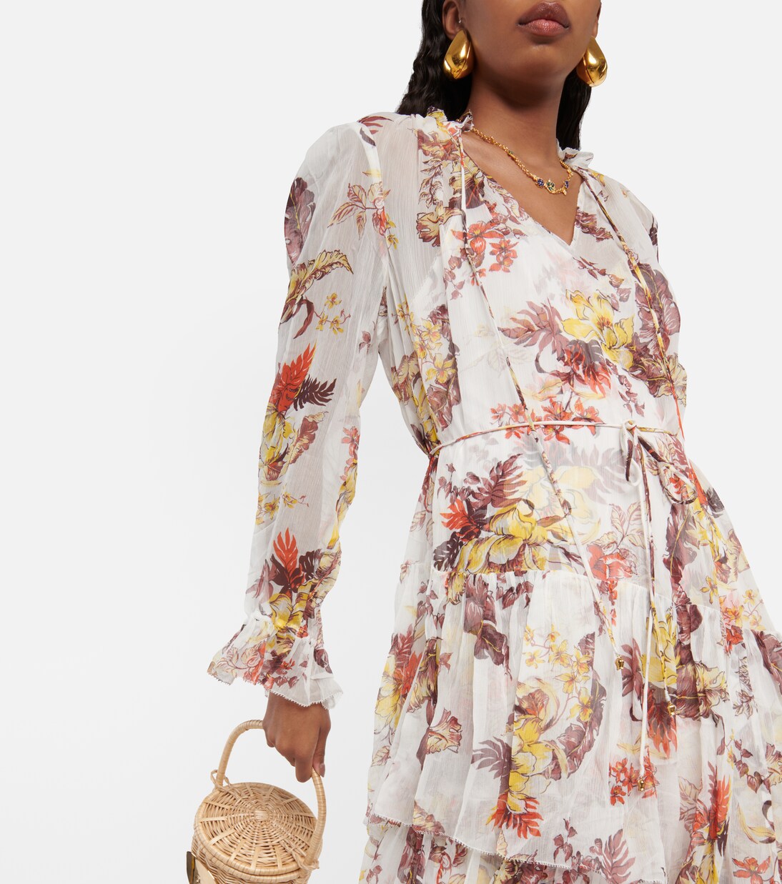 Matchmaker floral tiered midi dress in multicoloured - Zimmermann ...