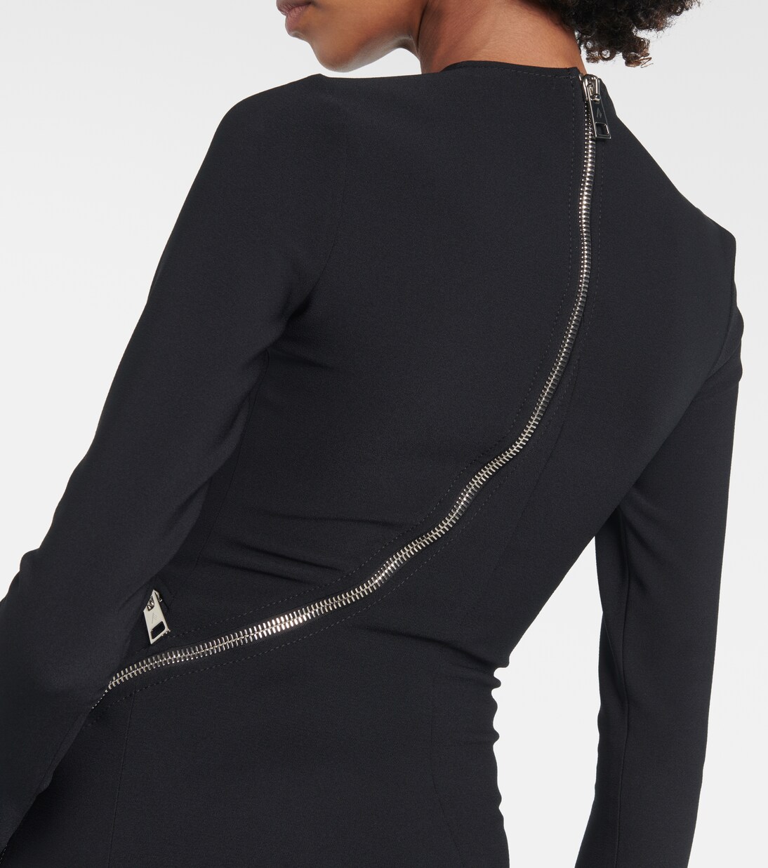 Zip-up jersey midi dress in black - The Attico | Mytheresa