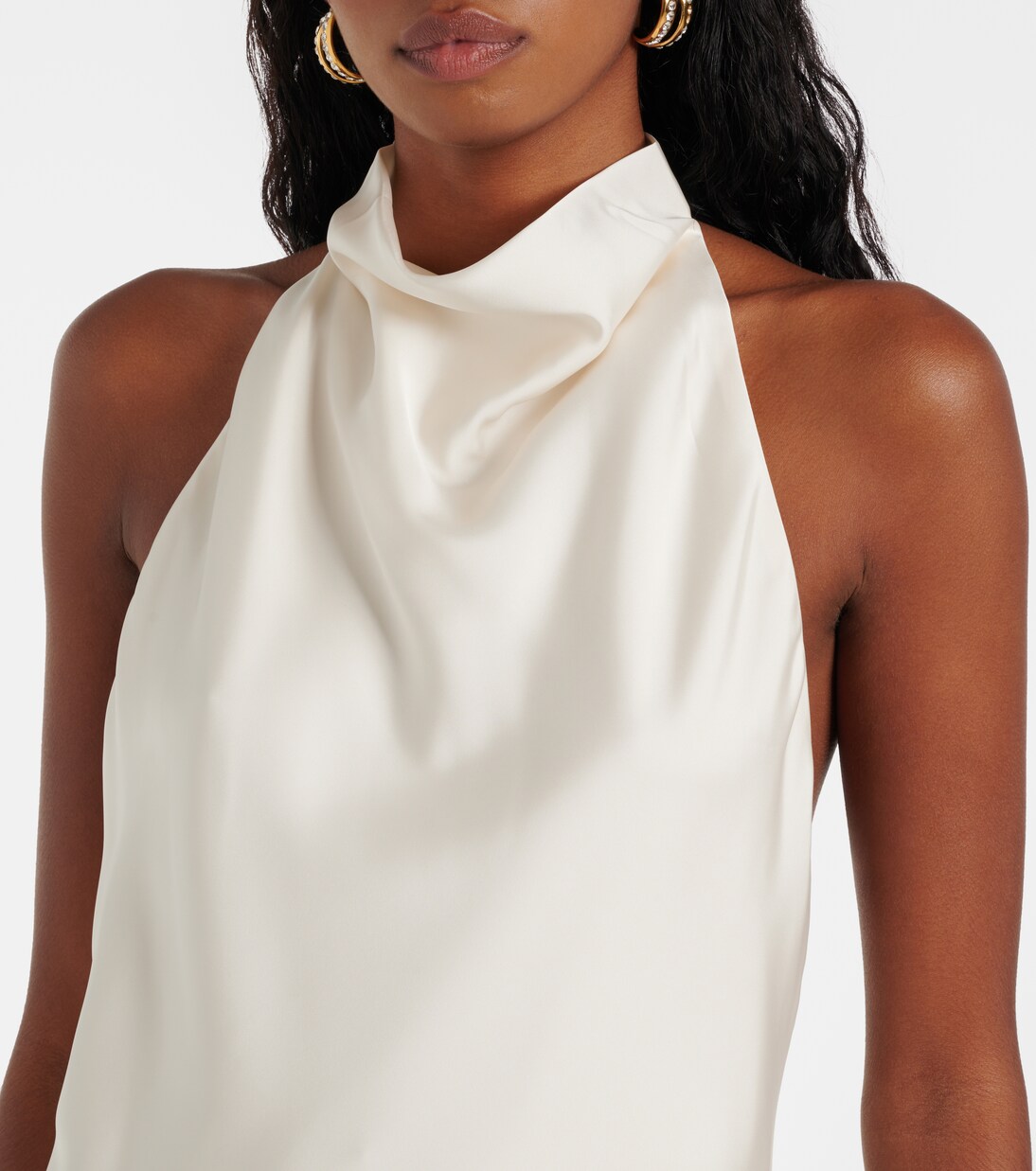 Halterneck satin minidress in white - Rotate | Mytheresa