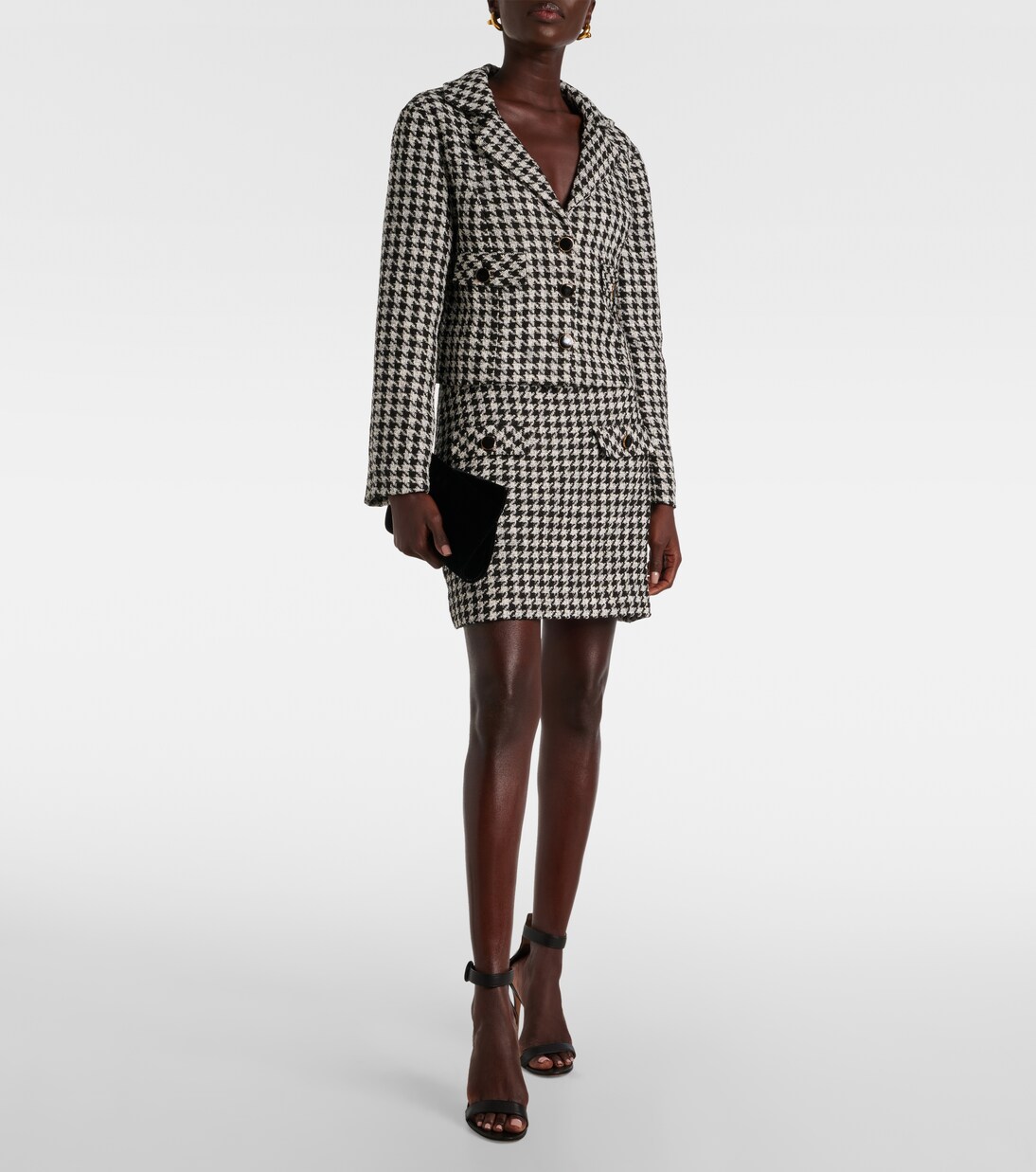 Houndstooth cropped jacket in black - Rixo | Mytheresa