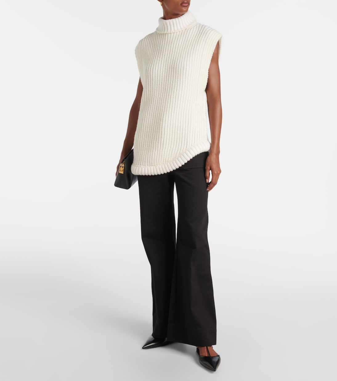 Ribbed-knit turtleneck sweater vest in white - Victoria Beckham | Mytheresa