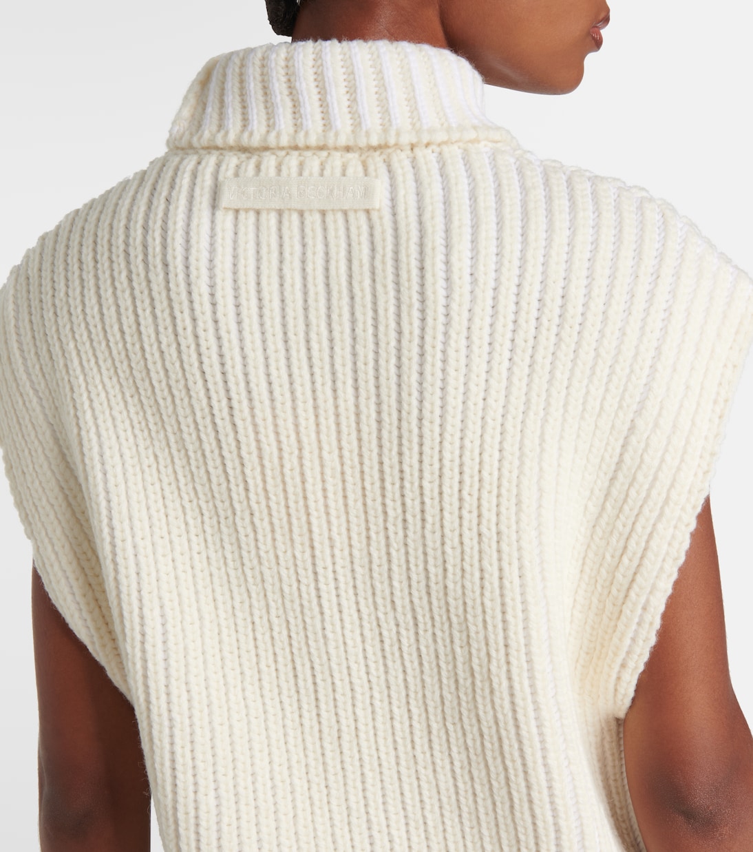 Ribbed-knit turtleneck sweater vest in white - Victoria Beckham | Mytheresa