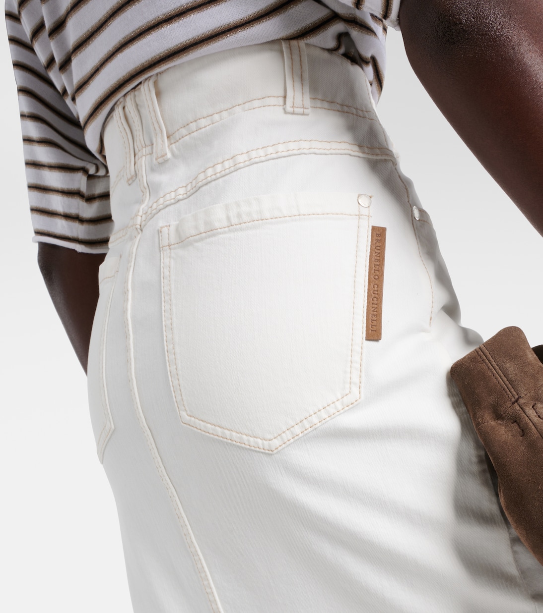Denim midi skirt in white - Brunello Cucinelli | Mytheresa