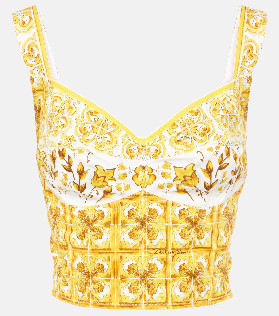 Majolica cotton-blend poplin bustier in yellow - Dolce Gabbana | Mytheresa