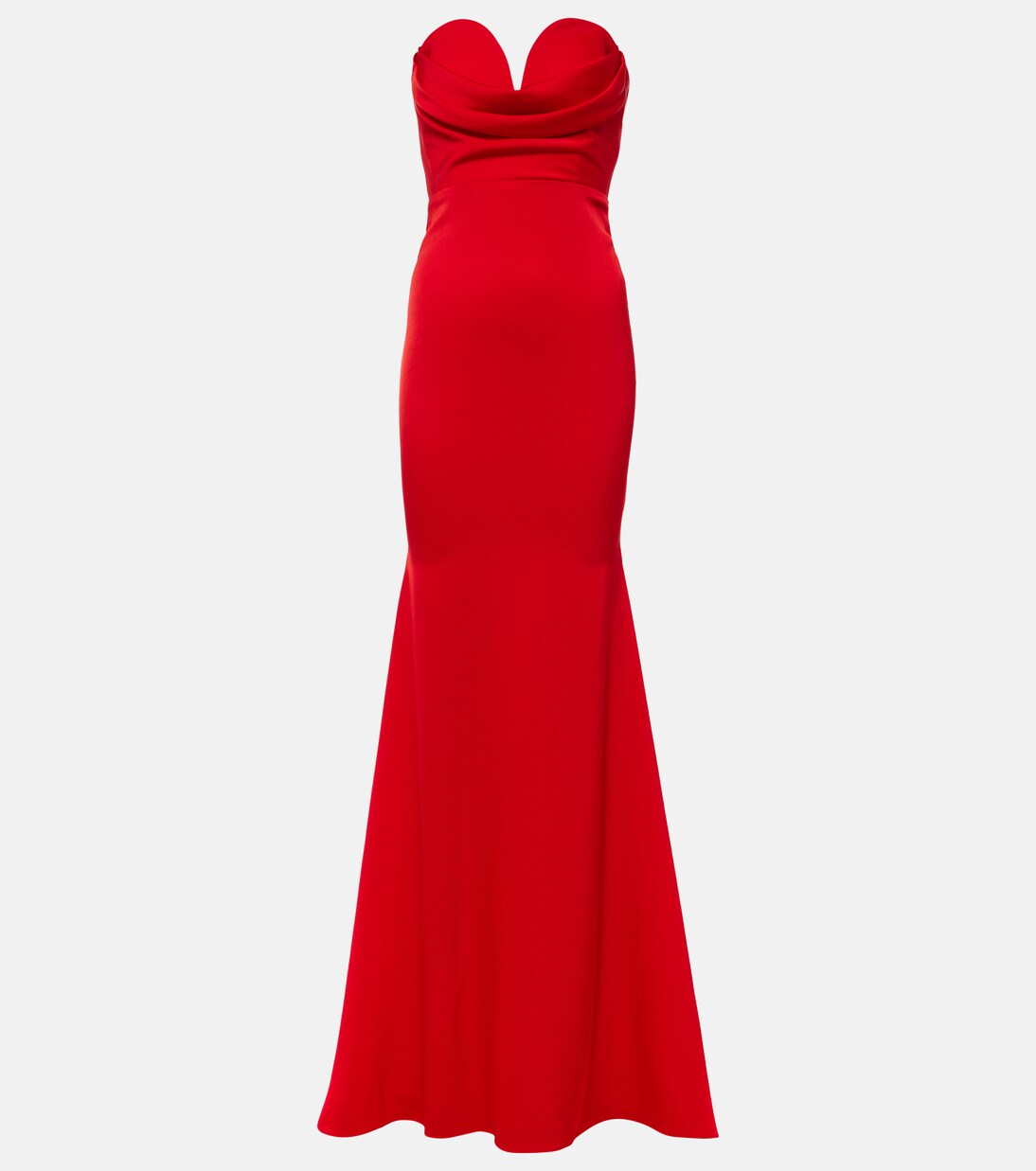 Gathered strapless satin gown in red - Alex Perry | Mytheresa