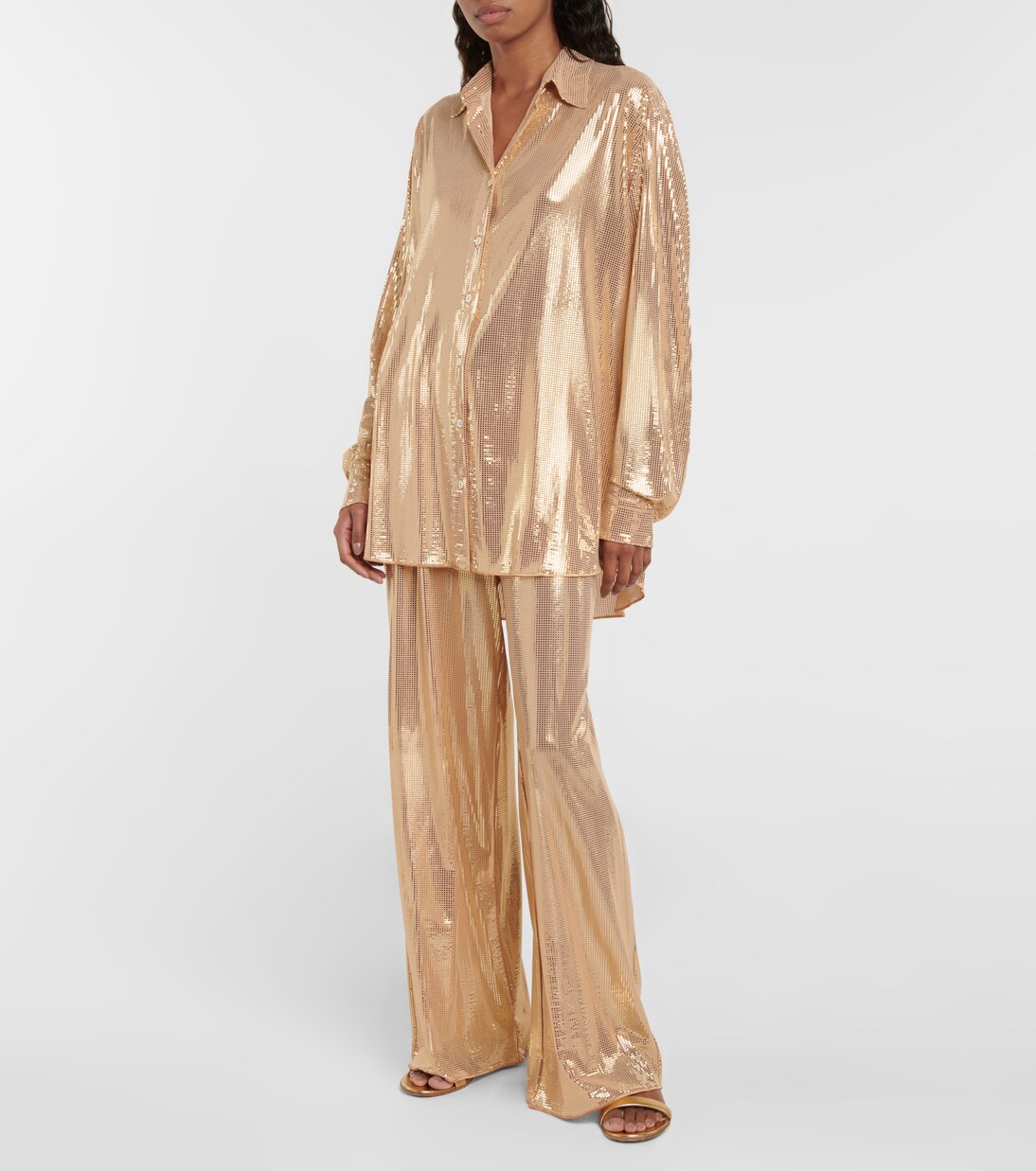 Disco metallic shirt in gold - Oseree | Mytheresa