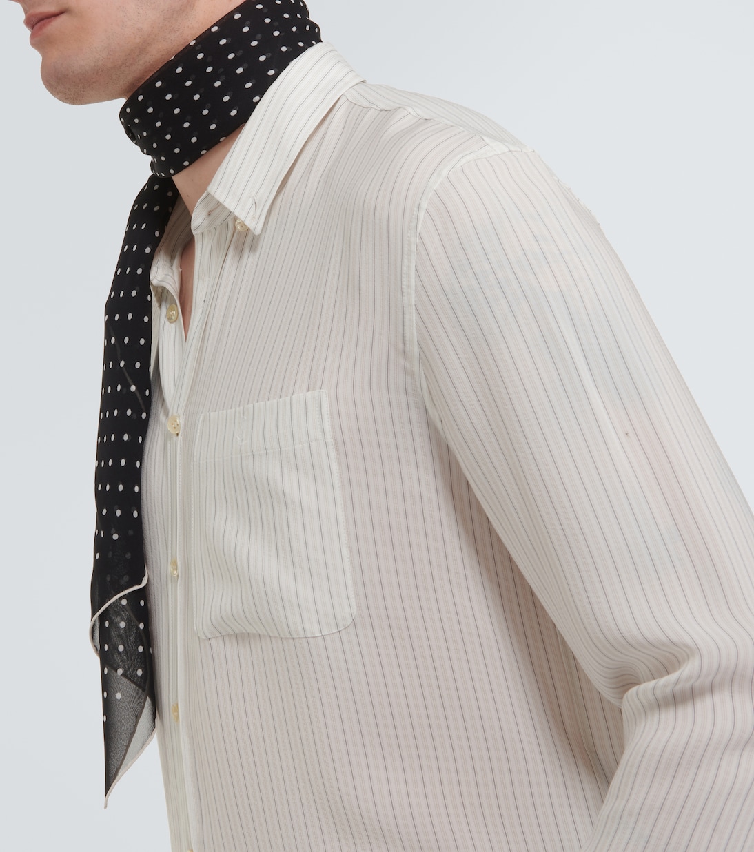 Polka-dot silk georgette scarf in black - Saint Laurent | Mytheresa