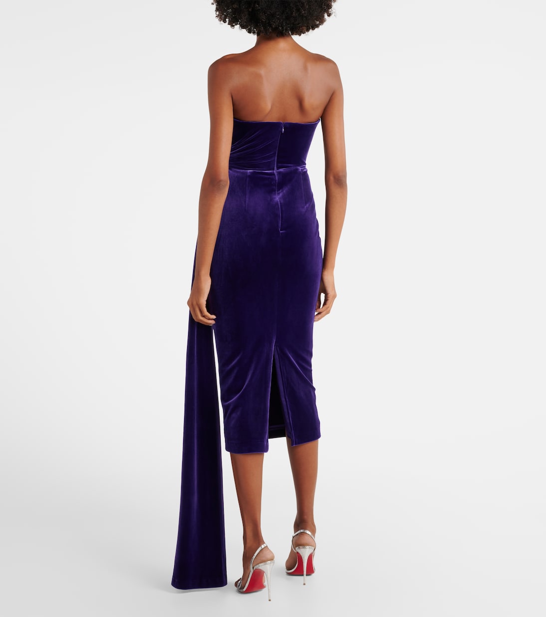 Draped velvet corset gown in purple - Alex Perry | Mytheresa