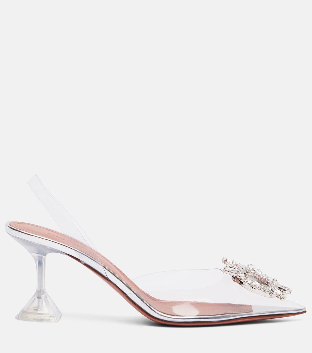 Begum embellished PVC slingback pumps in white - Amina Muaddi | Mytheresa