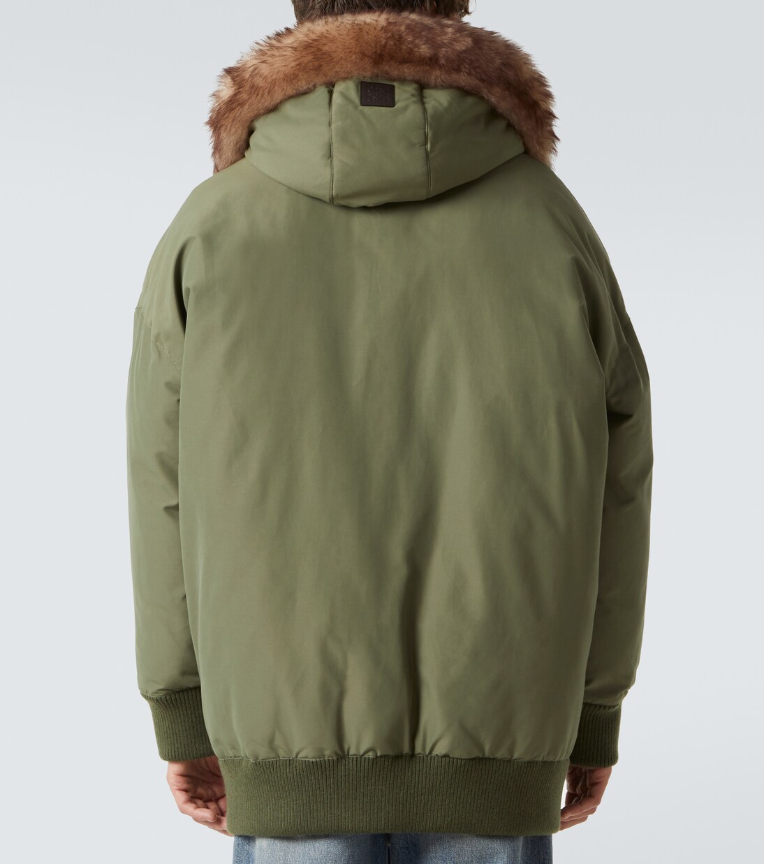 Shearling-trimmed technical puffer coat in green - Loewe | Mytheresa