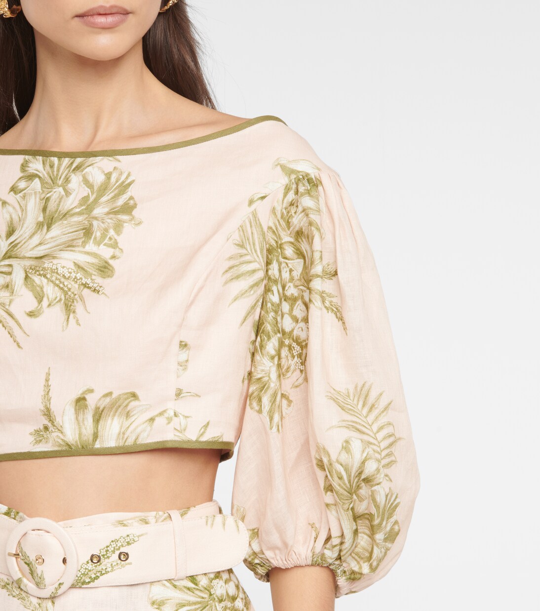 Top cropped Empire Bodice in lino in Rosa - Zimmermann | Mytheresa