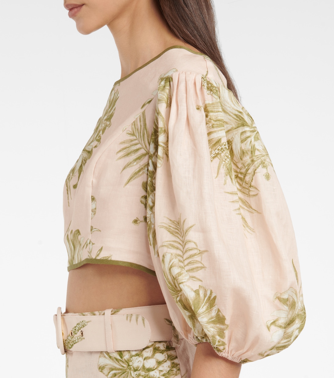 Top cropped Empire Bodice in lino in Rosa - Zimmermann | Mytheresa