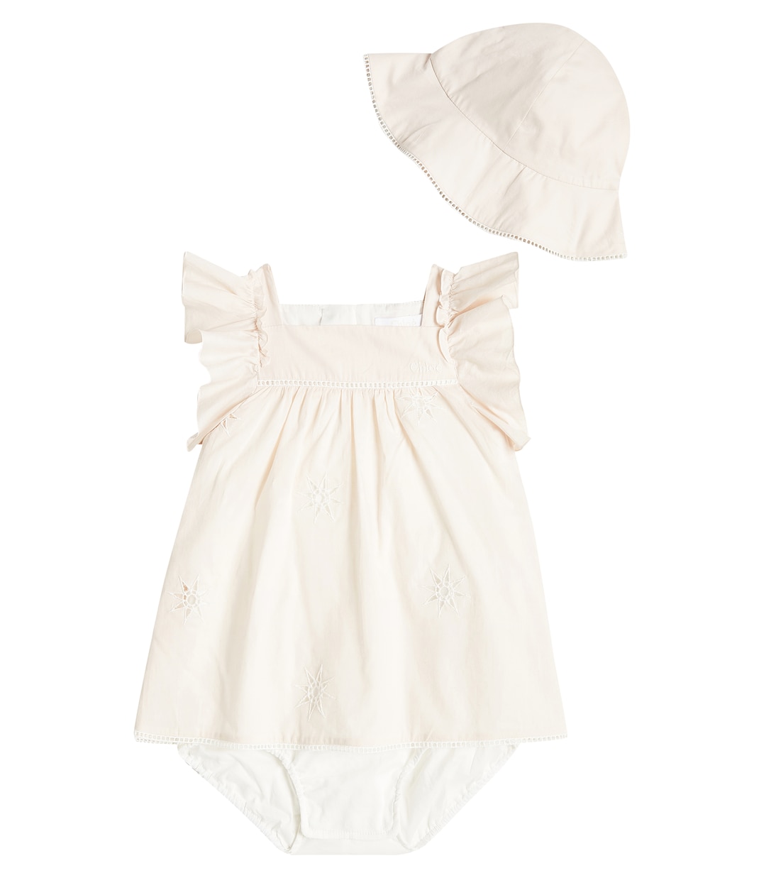 Bebé - set de vestido y gorro de algodón en rosa - Chloe Kids | Mytheresa
