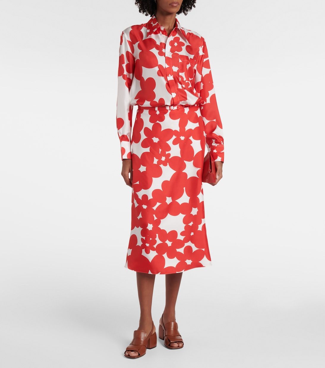 Printed silk shirt in red - Marni | Mytheresa