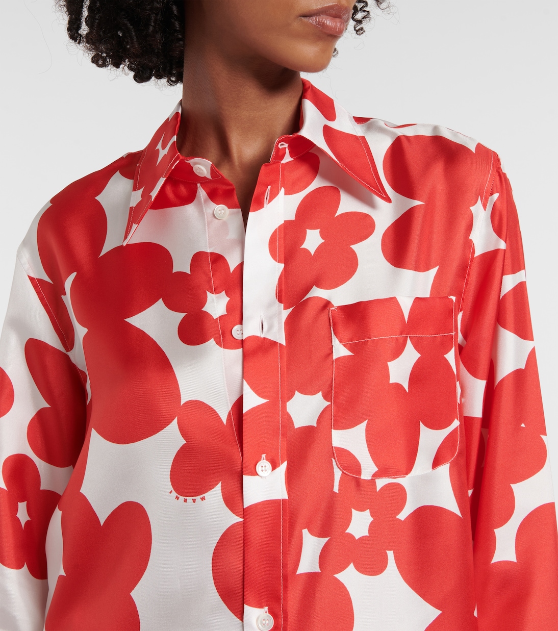 Printed silk shirt in red - Marni | Mytheresa