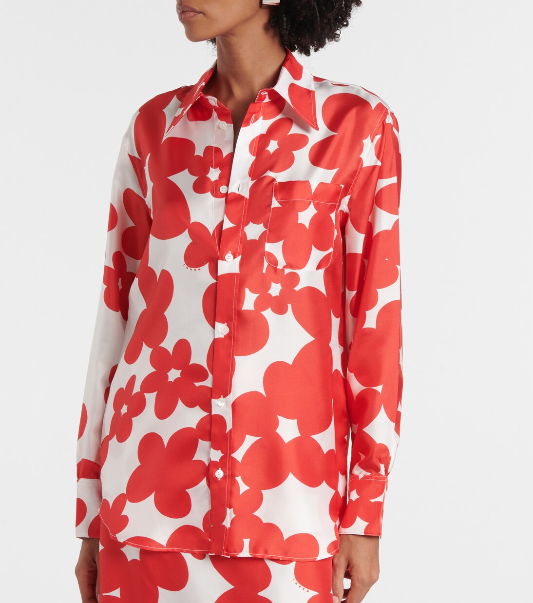 Printed silk shirt in red - Marni | Mytheresa