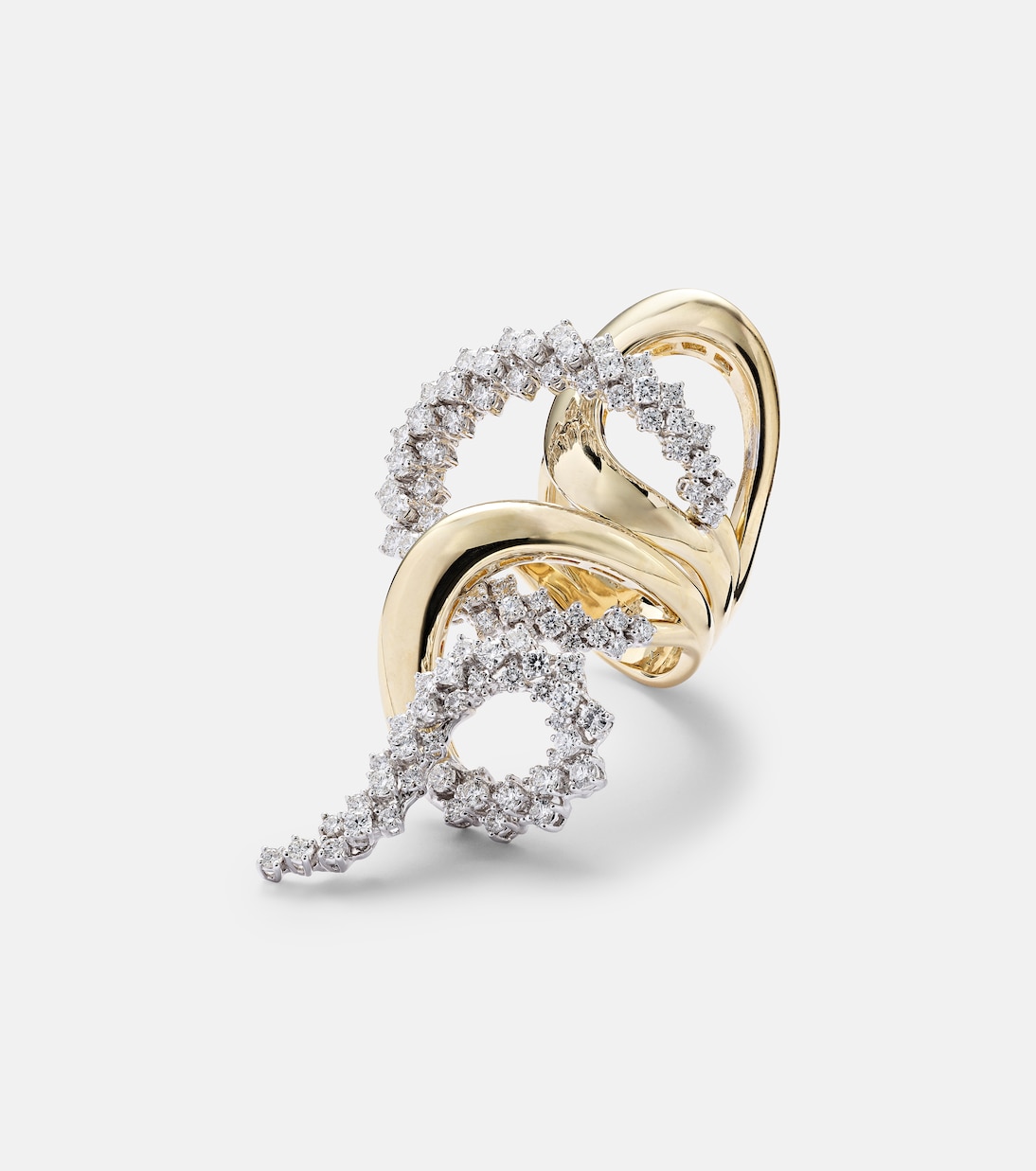 Golden Strada 18kt gold and white gold ring with diamonds in gold ...