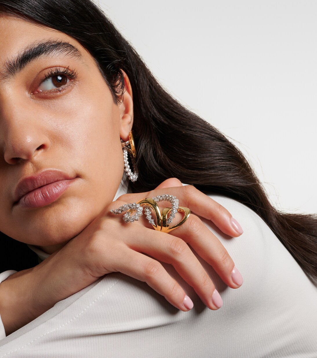 Golden Strada 18kt gold and white gold ring with diamonds in gold ...